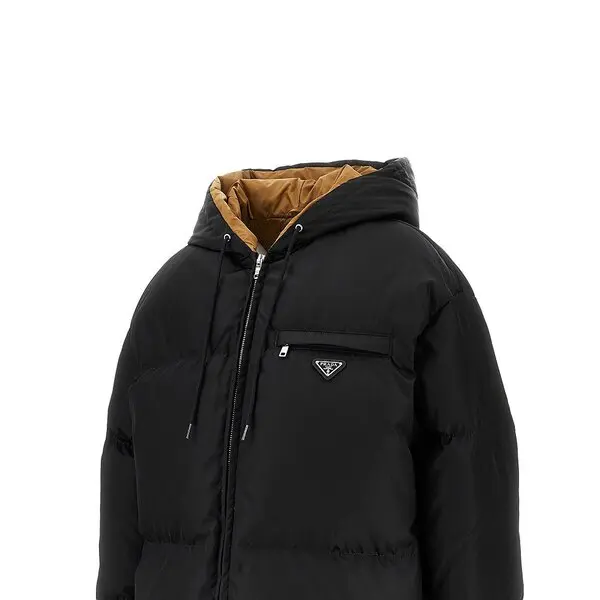 Prada Re-nylon Hooded Down Jacket With Rear Pocket