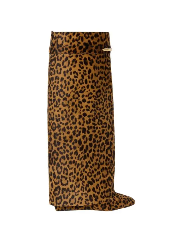 Givenchy Shark Pinch Boots In Leopard Print Pony Leather - Black