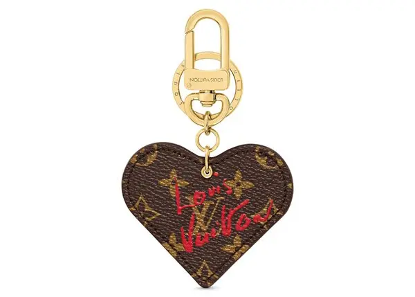 LOUIS VUITTON Limited Edition Heart Key Holder And Bag Charm Fall In Love - Brown
