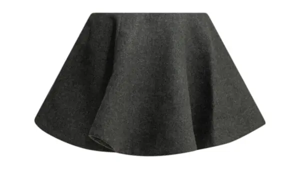 GANNI Flared Wool Mini Skirt - Grey