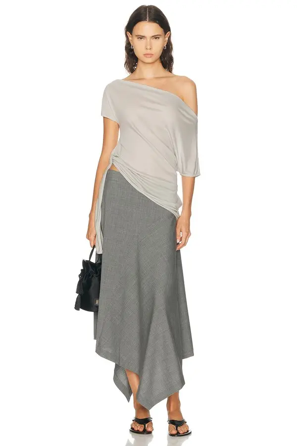 ST. AGNI Fine Jersey Off Shoulder Top - Soft Ash