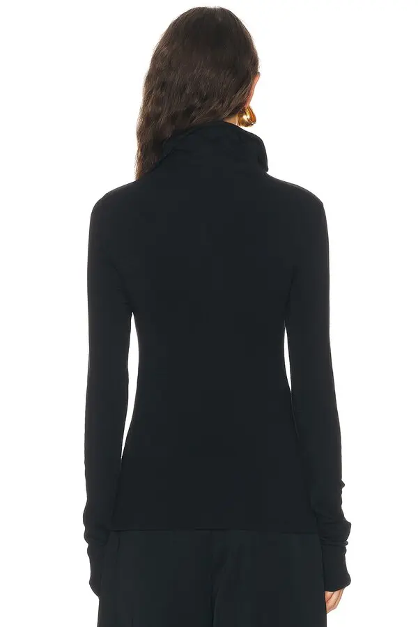 MUGLER Quarter Zip Top With Standing Collar