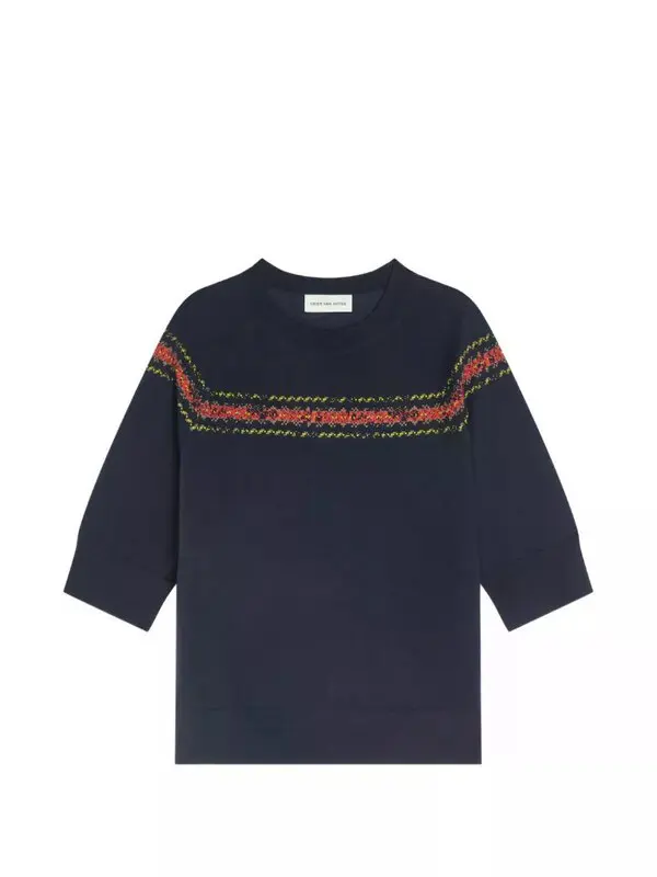 Dries Van Noten Embroidered Wool Sweater - Blue