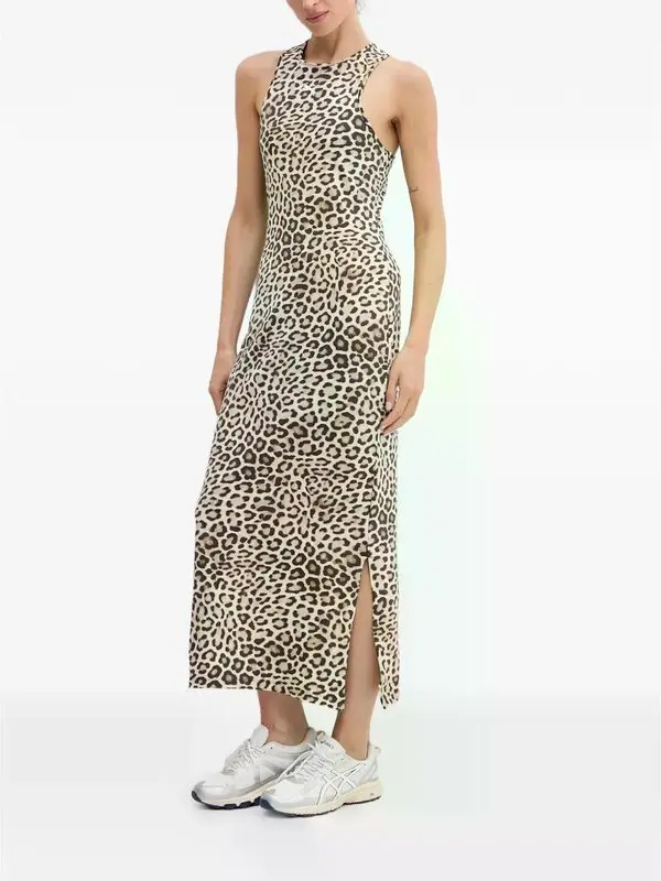 PUMA Leo Luxe Leopard-print Racer-back Maxi Dress
