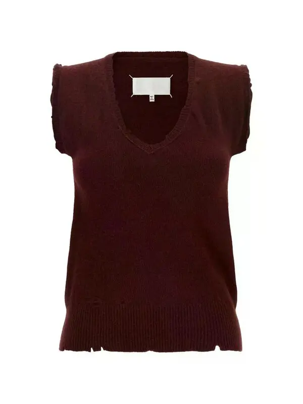 MAISON MARGIELA Distressed Four Stitches Vest - Red
