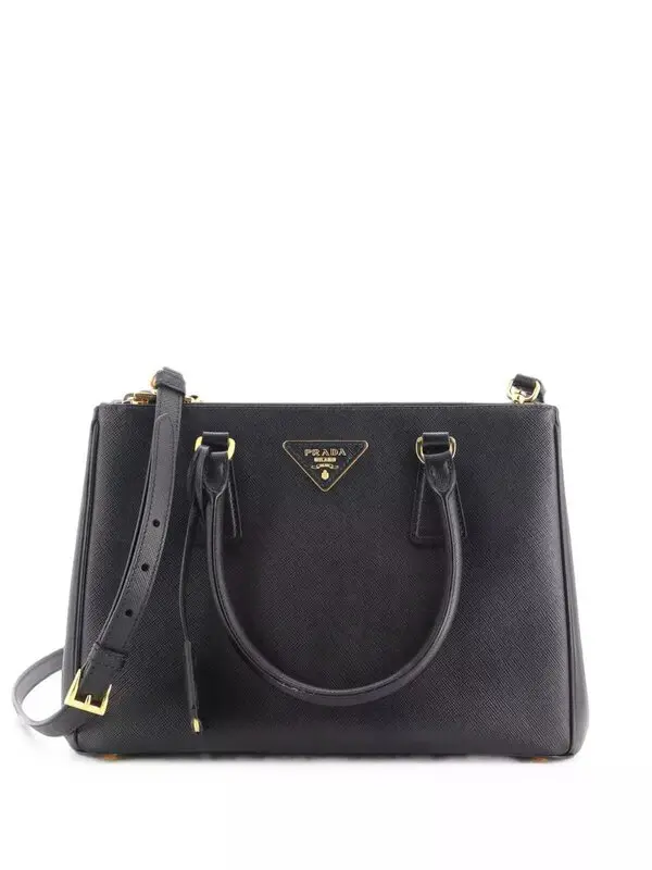 Prada Galleria Double Zip Saffiano Leather Small Tote Bag - Black