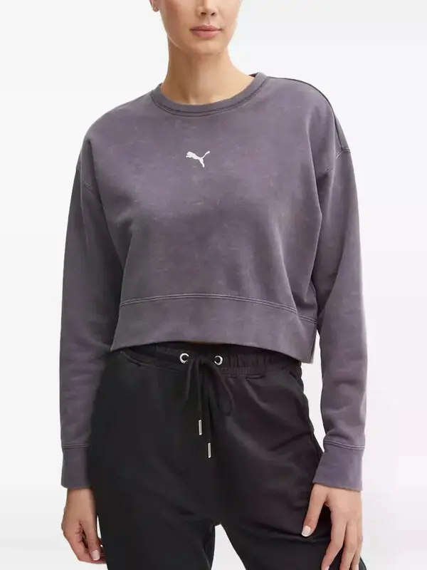PUMA Logo Print Cropped Sweater