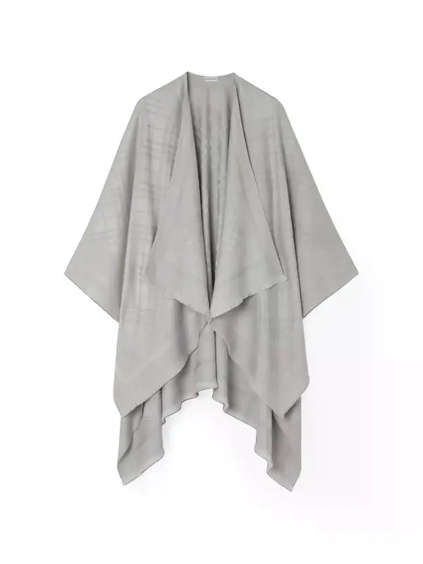 Burberry Check Wool Cashmere Cape - Grey