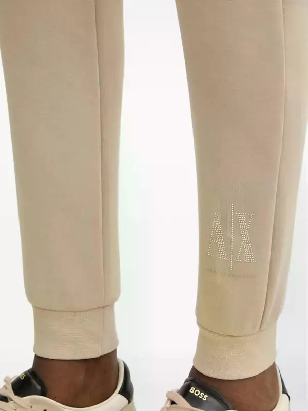 Armani Exchange Rhinestone Logo Embellished Track Pants - Neutrals