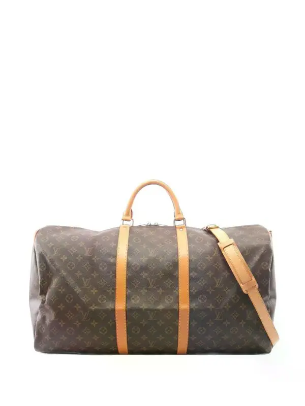 LOUIS VUITTON 1995 60 Keepall Bandoulière Monogram Holdall Bag - Brown