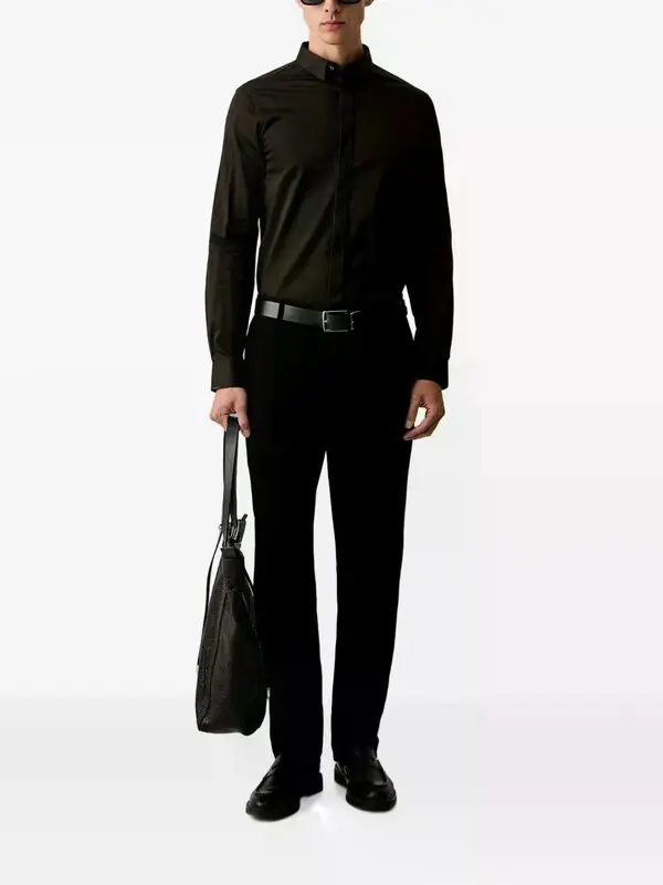 Armani Exchange Logo-embroidered Concealed-fastening Shirt