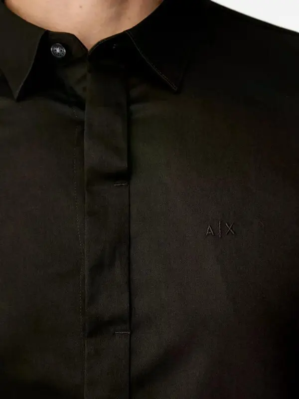 Armani Exchange Logo-embroidered Concealed-fastening Shirt