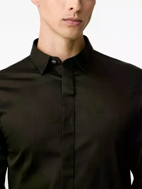 Armani Exchange Logo-embroidered Concealed-fastening Shirt