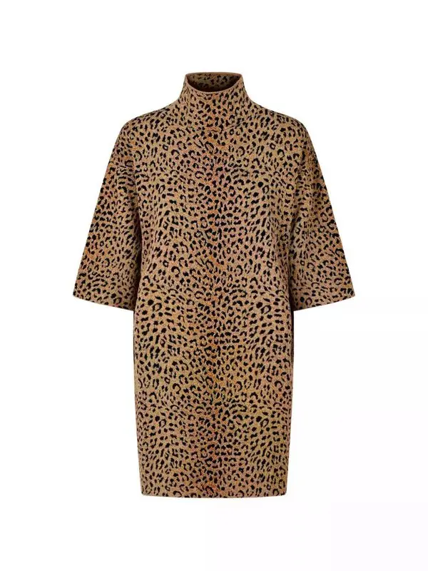 Givenchy Leopard-print High-neck Mini Dress - Neutrals