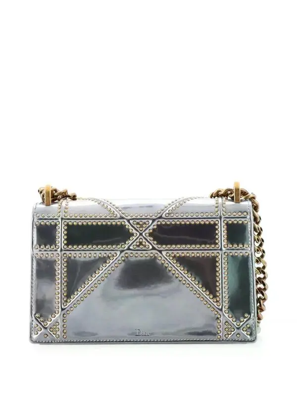 Dior Diorama Flap Bag Studded Patent Small Crossbody Bag - Silver