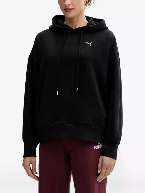 PUMA Logo-embroidered Drawstring Hoodie - Black