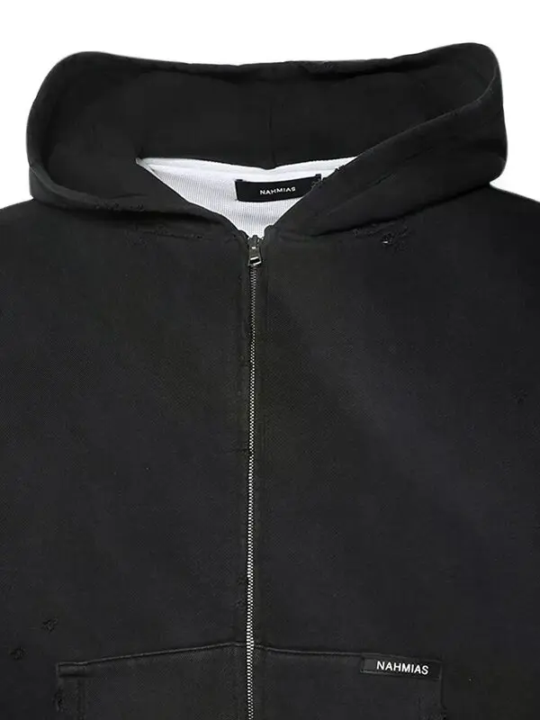 NAHMIAS Thermal-lined Distressed Hoodie - Black