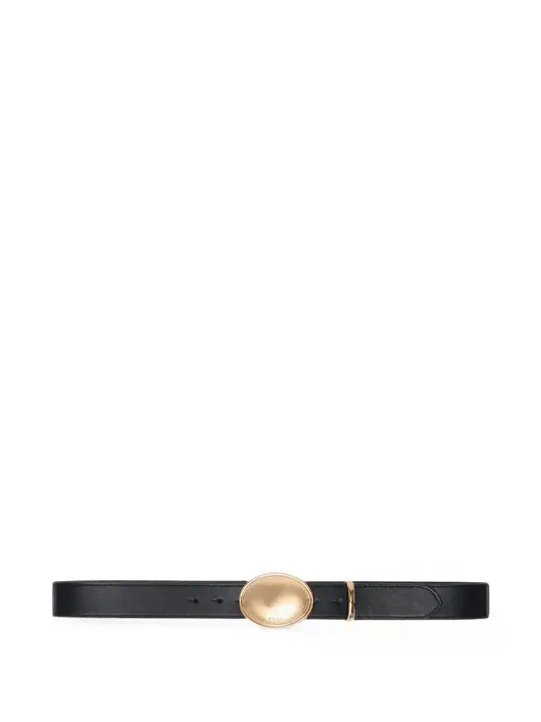 Maje Leather Belt With Oval Buckle - Black