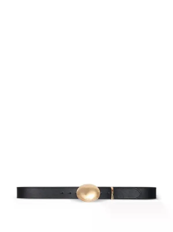 Maje Leather Belt With Oval Buckle - Black