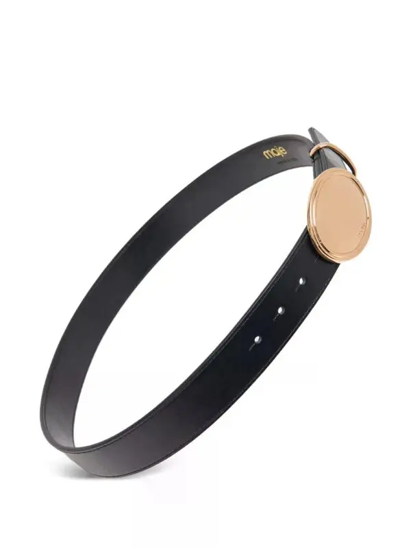 Maje Leather Belt With Oval Buckle