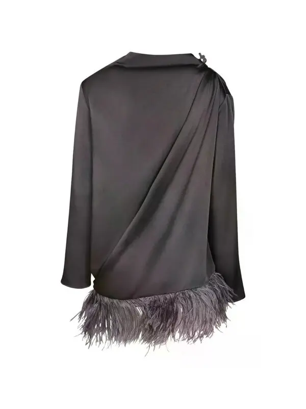 Fabiana Filippi Feather-trim Draped Top - Grey