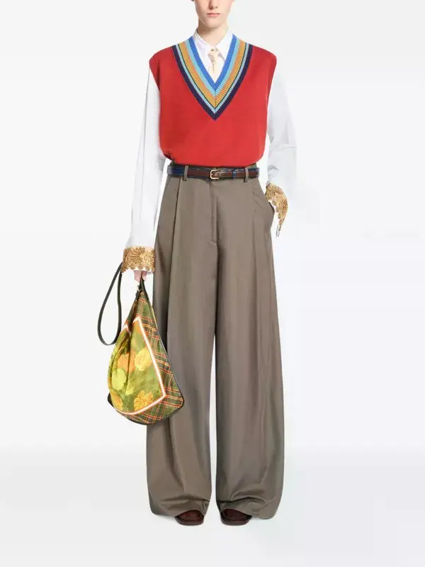 Dries Van Noten Pleated Wide-leg Cotton Trousers - Grey