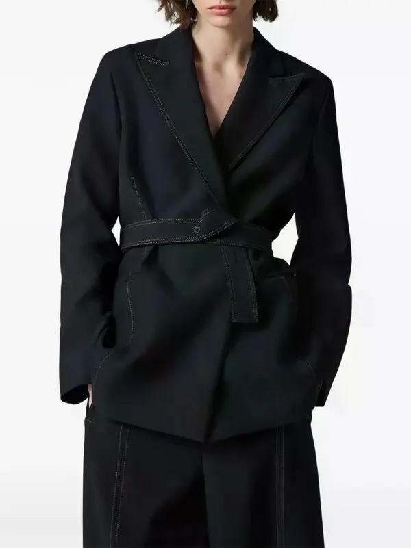 Paul Smith Belted Jacket With Contrast Top Stitching
