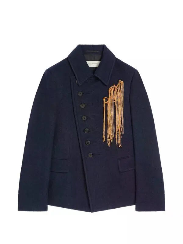 Dries Van Noten Embroidered Wool Blazer - Blue
