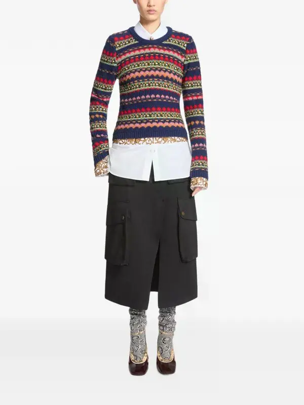Dries Van Noten Jacquard Wool Sweater - Blue