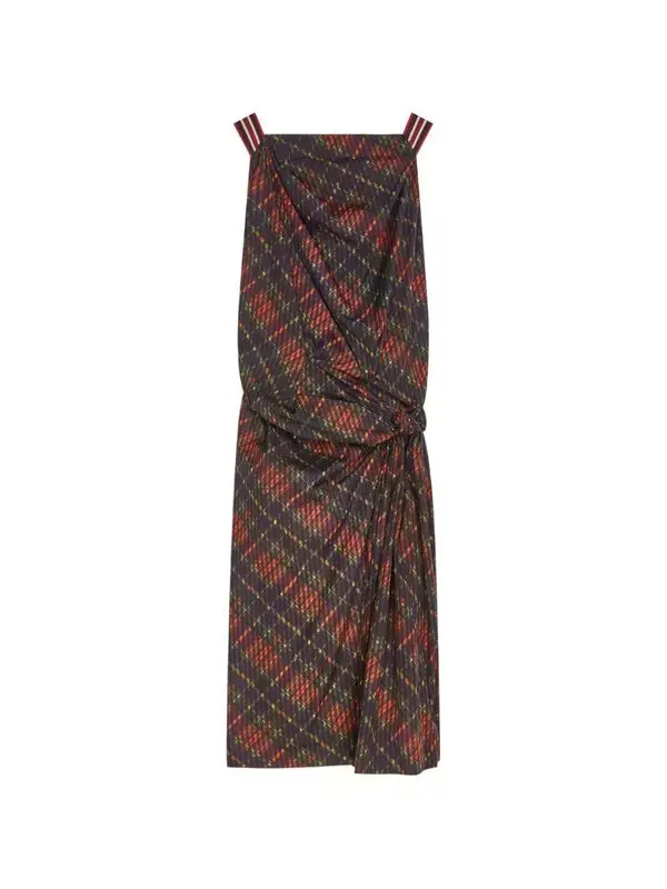 Dries Van Noten Draped Gingham Dress