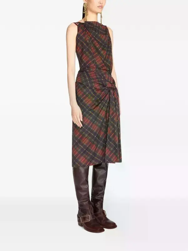Dries Van Noten Draped Gingham Dress