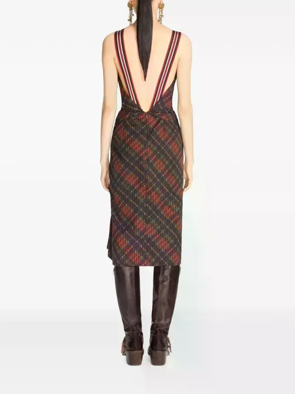 Dries Van Noten Draped Gingham Dress