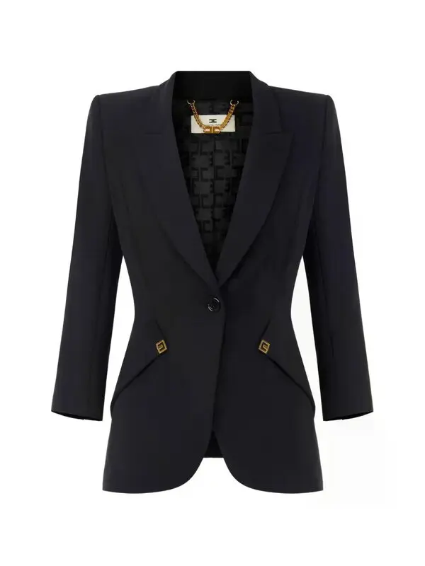 Elisabetta Franchi Jacket Made Of Lightweight Crêpe Fabric And Satin - Black