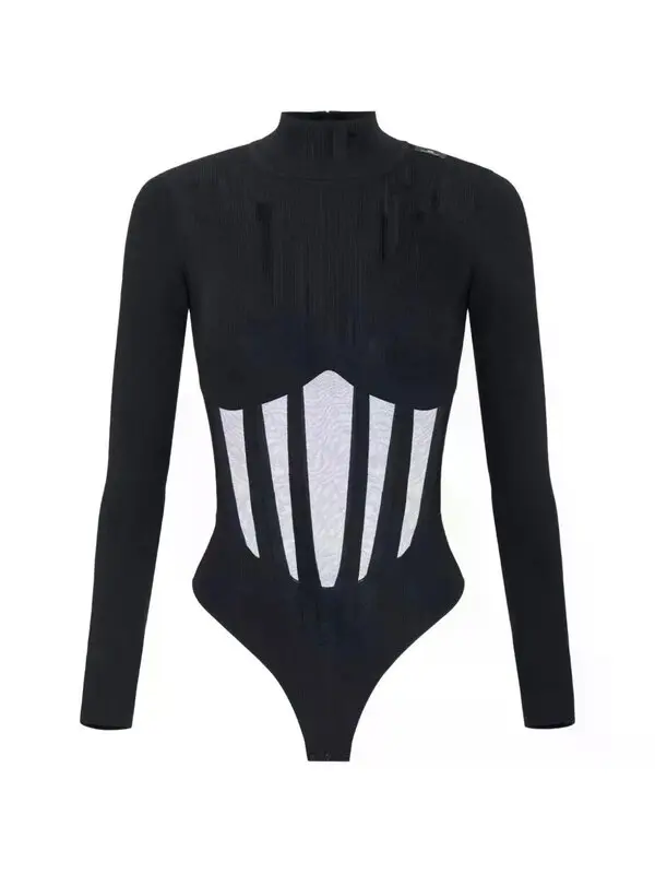 Elisabetta Franchi Knit Bustier Bodysuit - Black