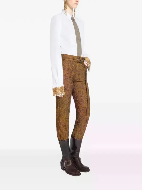 Dries Van Noten Slim-leg Jacquard Pants - Brown