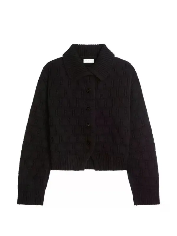 Dries Van Noten Textured Wool Cardigan With Puff Stitch Detail - Black