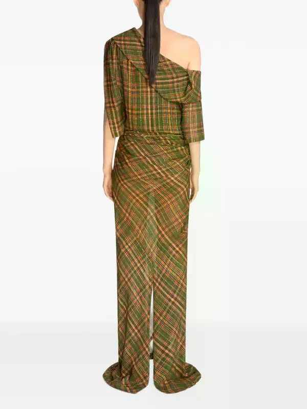 Dries Van Noten Long Off-shoulder Lurex Dress