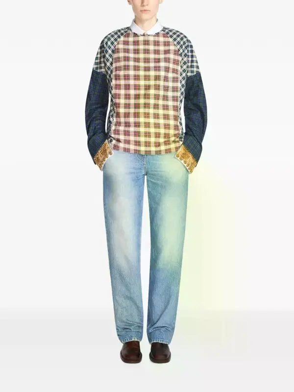 Dries Van Noten Contrast Cotton Flannel Top - Neutrals