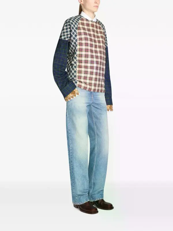 Dries Van Noten Contrast Cotton Flannel Top