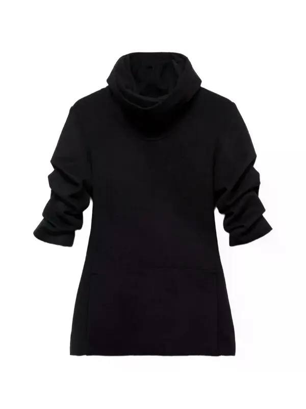 7 For All Mankind Mini Ruched High-neck Dress - Black