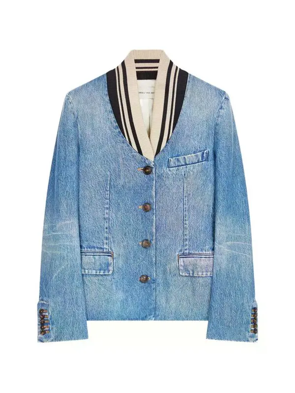 Dries Van Noten Fitted Denim Blazer - Blue