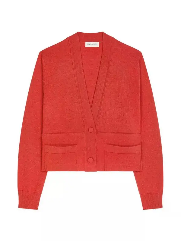 Dries Van Noten Cropped Wool Cardigan - Red