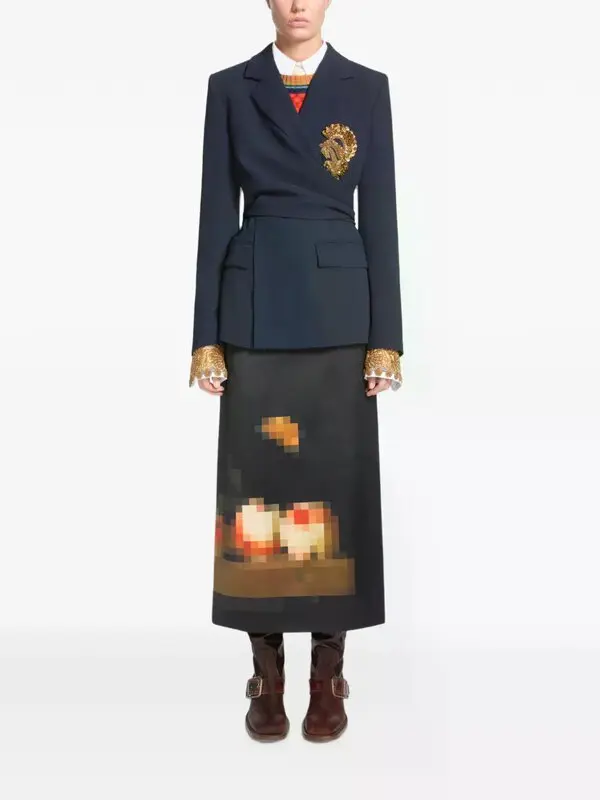 Dries Van Noten Embroidered Crepe Blazer - Blue