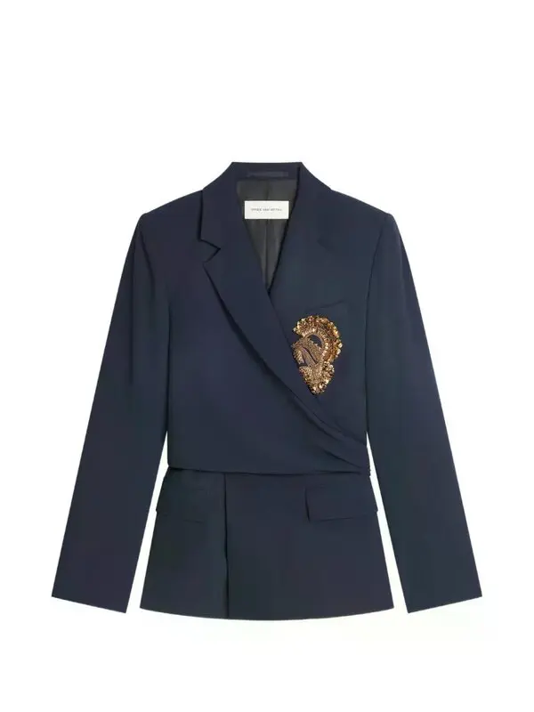 Dries Van Noten Embroidered Crepe Blazer - Blue