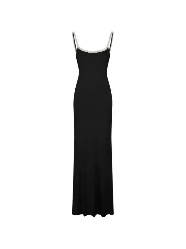 Elisabetta Franchi Red Carpet Crêpe Jersey Gown With Embellished Straps - Black