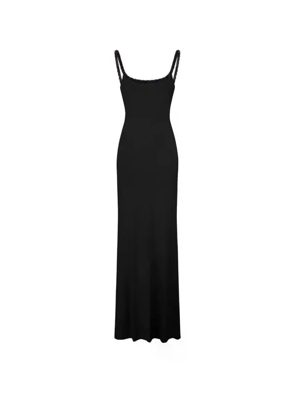 Elisabetta Franchi Evening Gown With Embellished Straps - Black