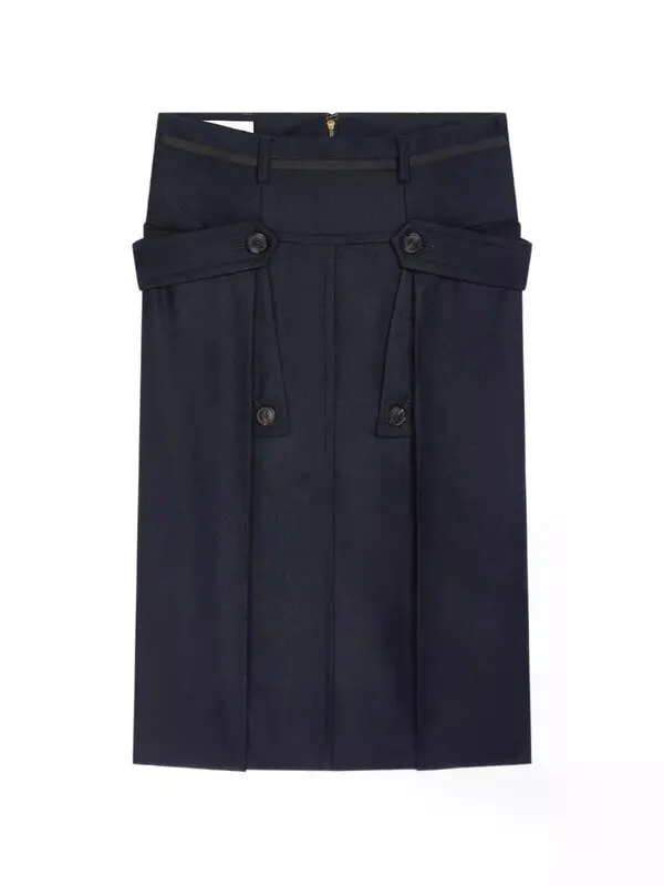Dries Van Noten Wool Midi Skirt - Blue