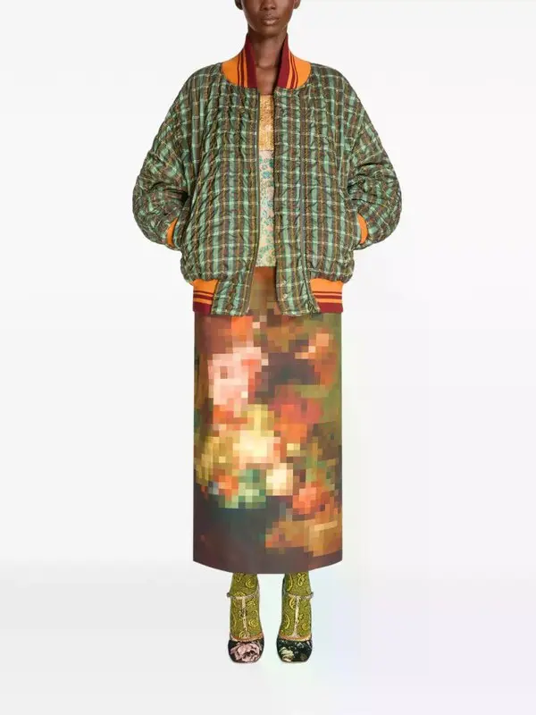 Dries Van Noten Oversized Checked Seersucker Bomber Jacket