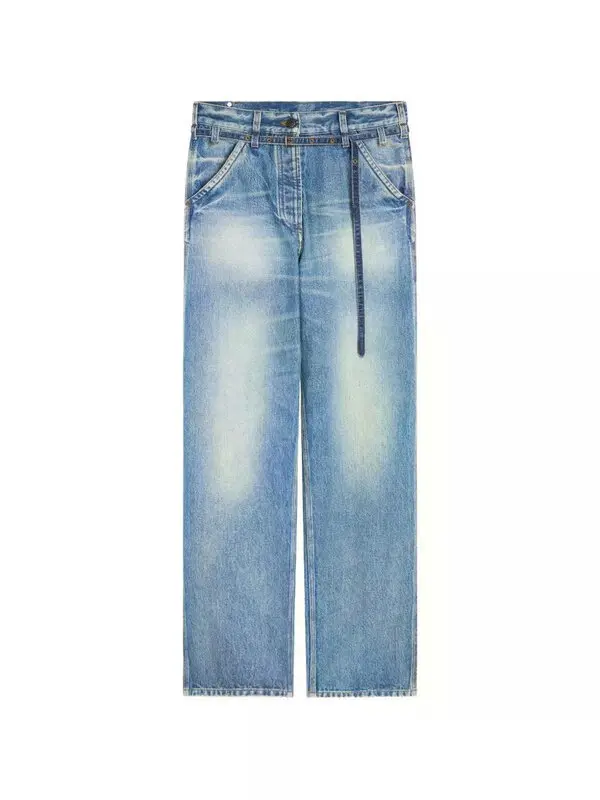Dries Van Noten Belted Wide-leg Denim Pants - Blue