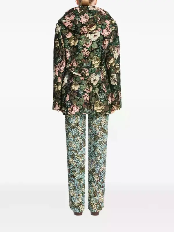 Dries Van Noten Hooded Floral Peacoat